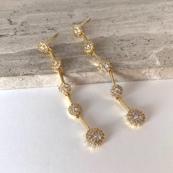Anthropologie | Jewelry | New Anthropologie Shashi Diamond Drop Long Gold Earrings | Poshmark